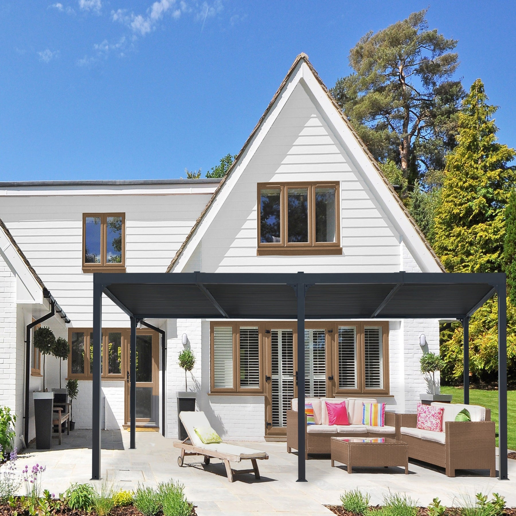 Novara Louvered Roof Pergola - Greenhouse Megastore